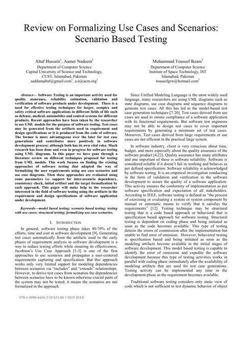 PDF Review On Formalizing Use Cases And Scenarios Scenario Based Testing