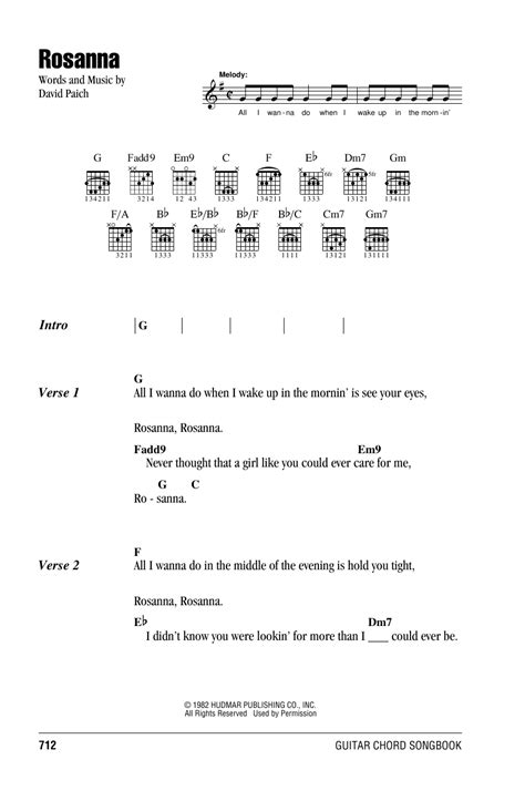 Rosanna By Toto Guitar Chordslyrics Guitar Instructor