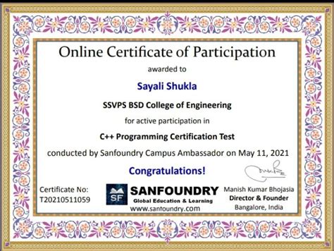 Sayali Shukla On Linkedin Sanfoundry Experience