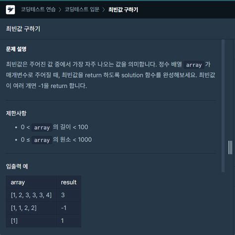 프로그래머스 Lv0 최빈값 구하기