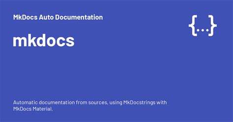 mkdocs mkdocs auto documentation