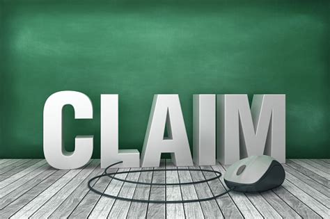 칠판 배경에 컴퓨터 마우스와 3d 단어 클레임 3d 렌더링 3차원 형태에 대한 스톡 사진 및 기타 이미지 3차원 형태 가계