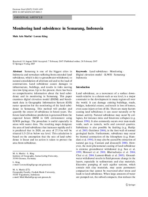 Pdf Monitoring Land Subsidence In Semarang Indonesia