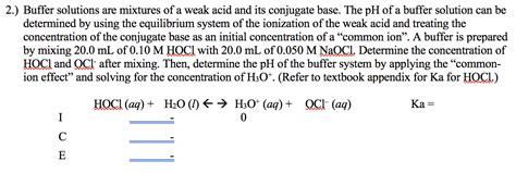 Solved Buffer Solutions Are Mixtures Of A Weak Acid And Chegg