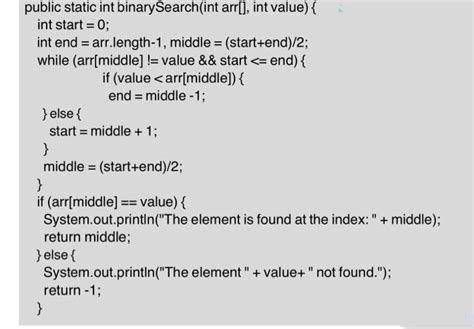 Solved Public Static Int Binary Searchint Arr Int Value
