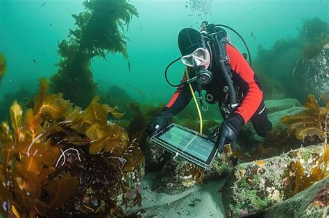 Premium Photo Researcher Deploying Sensors In Ocean Studying Marine