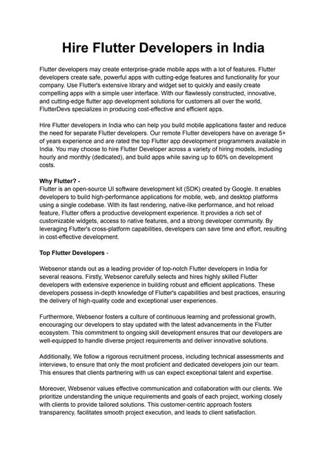 Hire Flutter Developers In India By Websenor Issuu