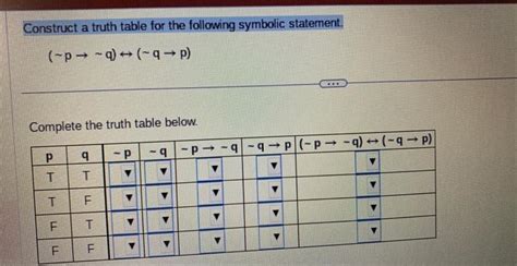 solved construct a truth table for the following symbolic