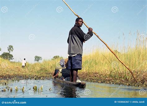 Mokoro Men Okavango Delta Botswana Editorial Photography Image Of Wilderness Okavango