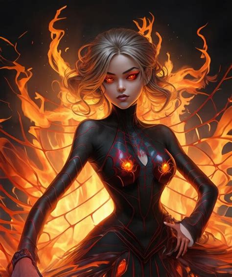 Premium Ai Image Devil Girl In The Fire