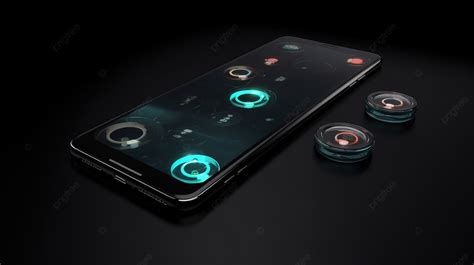 Mobile App Buttons In 3d Rendering Displayed On The Floor Beside A