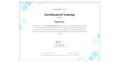 Vignesh M On Linkedin Successfully Completed The Search Engine Marketing Training From