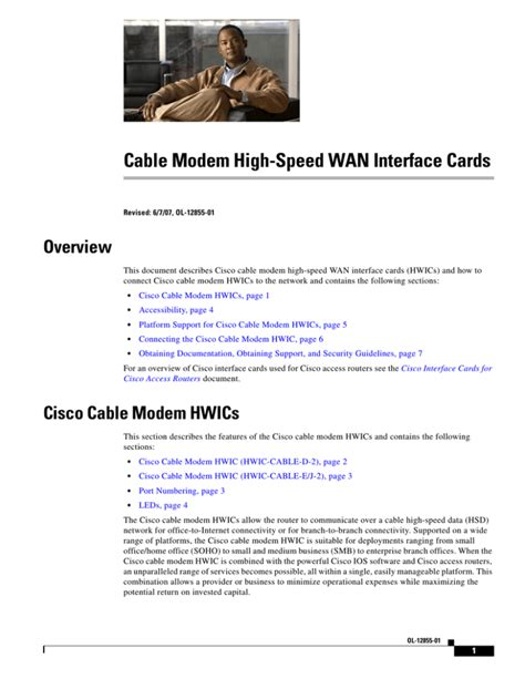 Cable Modem High Speed Wan Interface Cards Overview