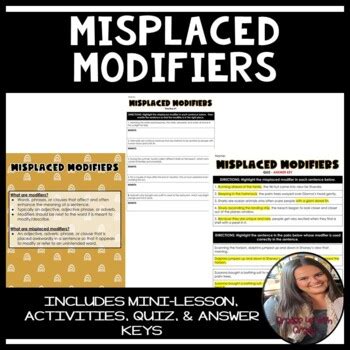 Misplaced Modifiers Bundle Mini Lesson Activities And Quiz TpT