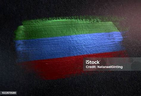 금속 브러쉬 그런 지 어두운 벽에 페인트의 다게스탄 공화국의 깃발 0명에 대한 스톡 사진 및 기타 이미지 0명 검은색 국기 Istock