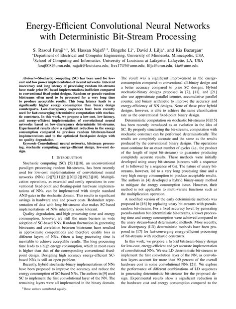 pdf energy efficient convolutional neural networks with deterministic bit stream processing