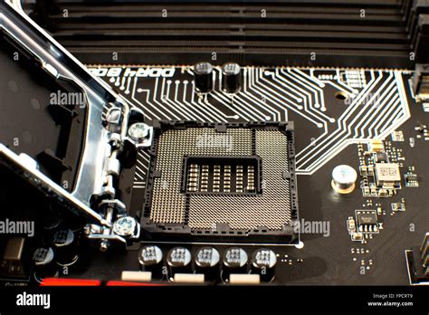 Computer Motherboard With Empty And Open CPU Socket Stock Photo Alamy