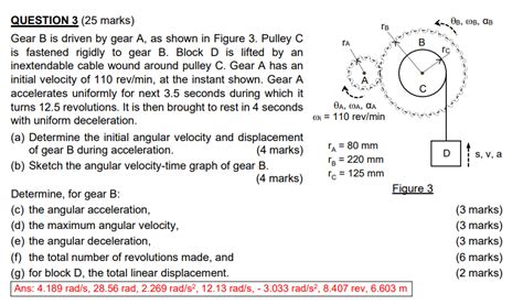 Solved QUESTION 3 25 Marks Gear B Is Driven By Gear A As Chegg Com