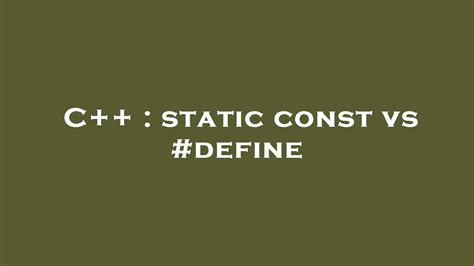 C Static Const Vs Define Youtube