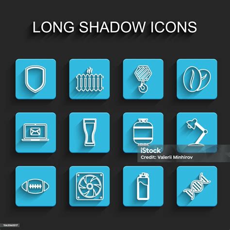 세트 라인 미식 축구 공 컴퓨터 쿨러 방패 물이 담긴 스포츠 병 Dna 기호 맥주 한 잔 테이블 램프 및 프로판 가스 탱크 아이콘 벡터 0명에 대한 스톡 벡터 아트 및 기타