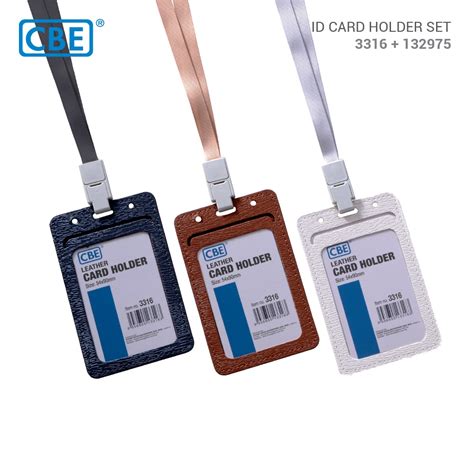 Cbe Leather Id Card Holder Name Tag Set 3316 Leather Card Holder