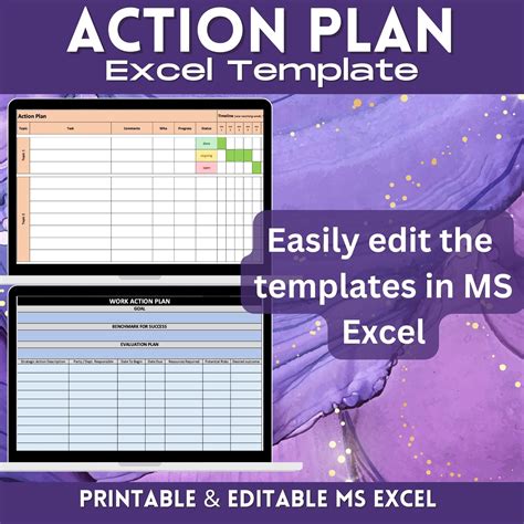 Action Plan Excel Template Action Plan Management Etsy