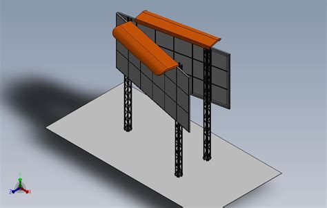 广告牌设计 Solidworks 2015 模型图纸免费下载 懒石网