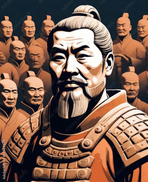 Emperor Qin Shi Huang Mid Shot Portrait Of An Ancient Historical Figure In Comic Book Style