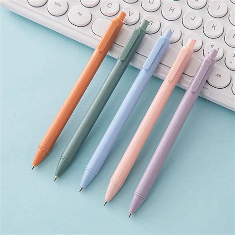 5 개대 마카롱 캔디 컬러 개폐식 중립 펜 귀여운 카와이 볼펜 블랙 워터 펜 2023 핫 세일 학교 사무용품 한국 일본 편지지