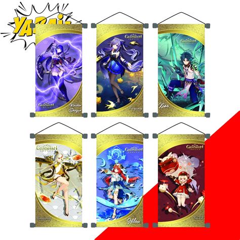 Yabaii Wall Scroll Genshin Impact Nilou Ningguang Klee Wallscroll