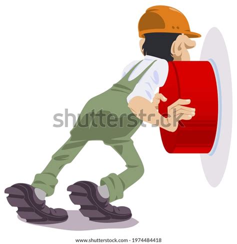 Man Presses Red Start Button Babe Stock Vector Royalty Free Shutterstock