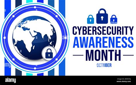Cybersecurity Awareness Month Wallpaper Design With Lock Globe And