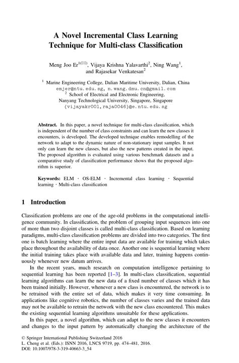 Pdf A Novel Incremental Class Learning Technique For Multi Class