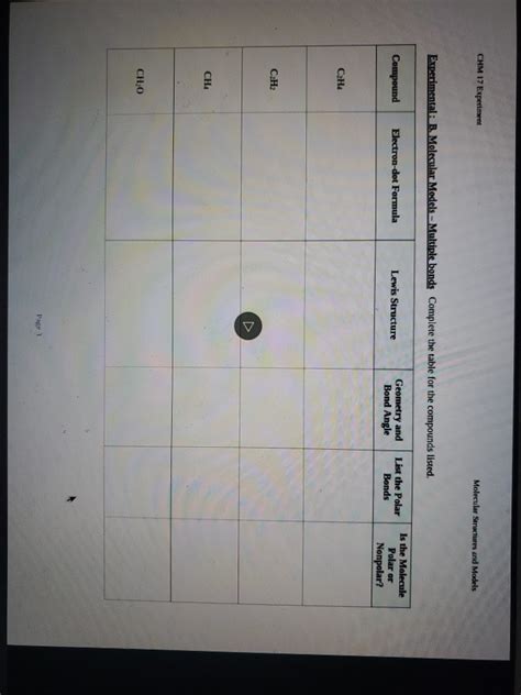 Solved Chm 17 Experiment Molecular Structures And Models