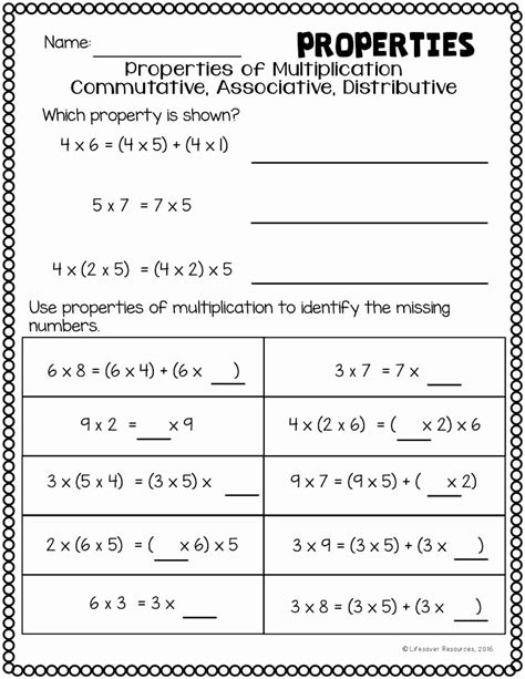 Distributive Property Worksheet 3rd Grade