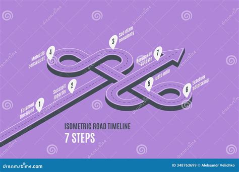 Isometric Navigation Map Infographic 7 Steps Timeline Concept Stock Illustration