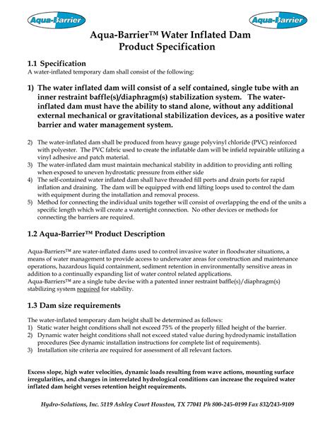 Aqua Barrier Pipeline Literature Pdf