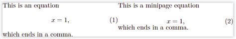 How Can I Preserve Vertical Spacing Around An Equation In A Minipage