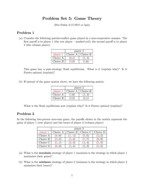 problems 5 asdaefaef problem set 5 game theory due friday 3 17