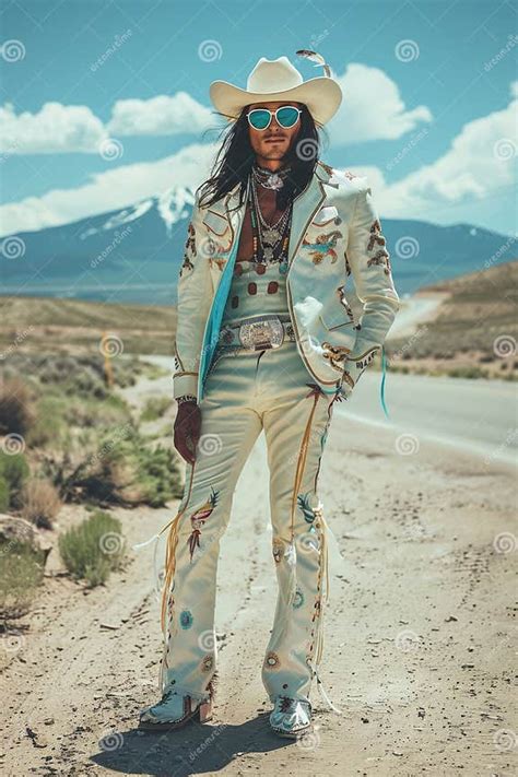 Apache Man Dressed In Traditional Outfit Stands Confidently By The
