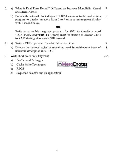 pu be computer embedded system question paper 5th semester mero enotes