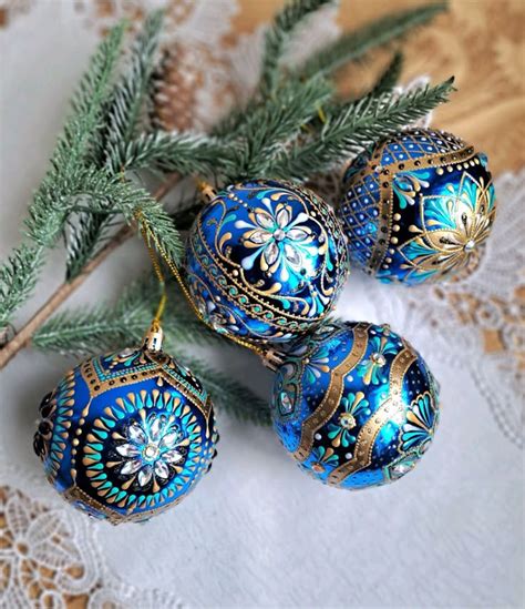 Елочные игрушки набор елочных шаров с ручной точечной росписью в интернет магазине на Ярмарке