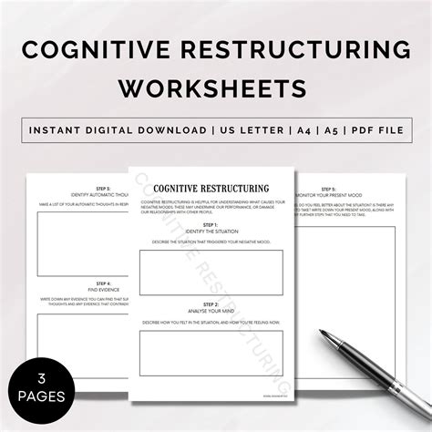 Cognitive Restructuring Worksheets Cbt Worksheets Cognitive Distortions Thought Challenging