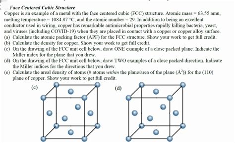 Solved Face Centered Cubic Structure Copper Is An Example Of