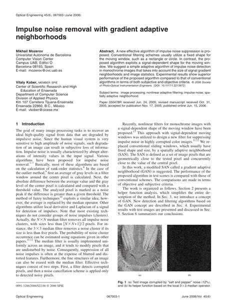 Pdf Impulse Noise Removal With Gradient Adaptive Neighborhoods