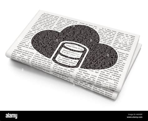 Software Concept Database With Cloud On Newspaper Background Stock