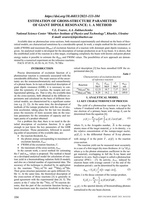 Pdf Estimation Of Gross Structure Parameters Of Giant Dipole Resonance 1 A Method