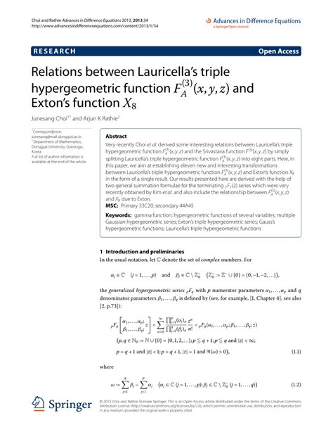 Pdf Relations Between Lauricellas Triple Hypergeometric Function F 3 A X Y Z And Exton