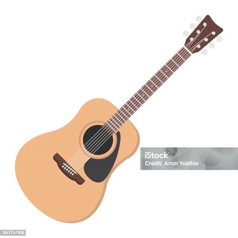 어쿠스틱 기타 평면 아이콘 음악 악기 소리 기호 벡터 그래픽 흰색 배경 Eps 10에는 다채로운 솔리드 패턴 Film Festival에 대한 스톡 벡터 아트 및 기타 이미지
