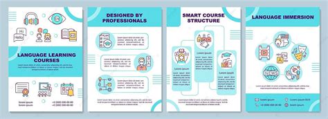 Language Learning Courses Brochure Template Poster Learning Set Vector Poster Learning Set